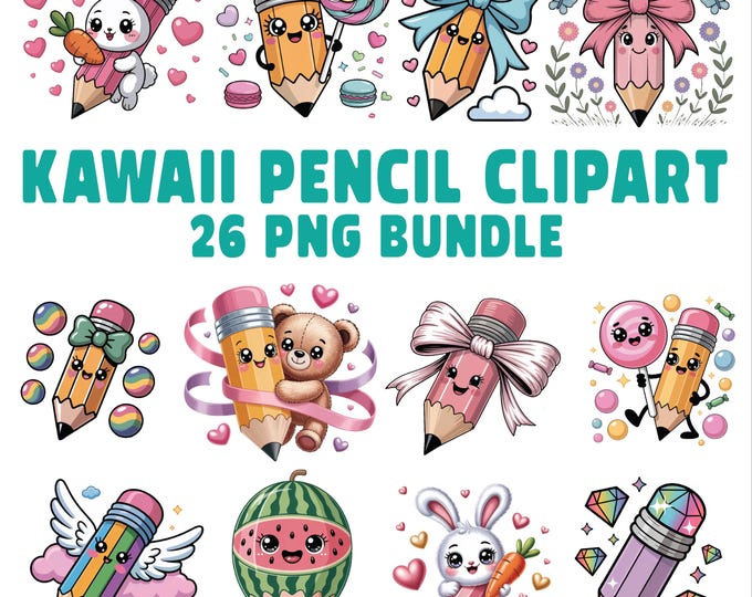Cute Pencil and Paper SVG, Kawaii Pencil, Kawaii Notebook Paper, Kawaii ...