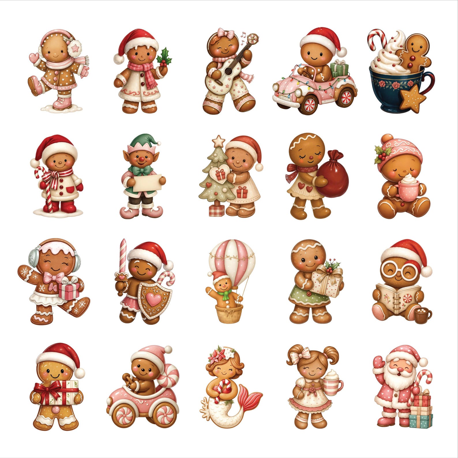 Christmas Gingerbread Man Clipart | 42 PNG Holiday Cookie Designs ...