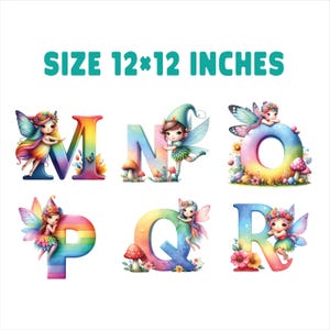 Retro Fairy Alphabet Clipart Bundle: Rainbow Font PNG (digital Download ...