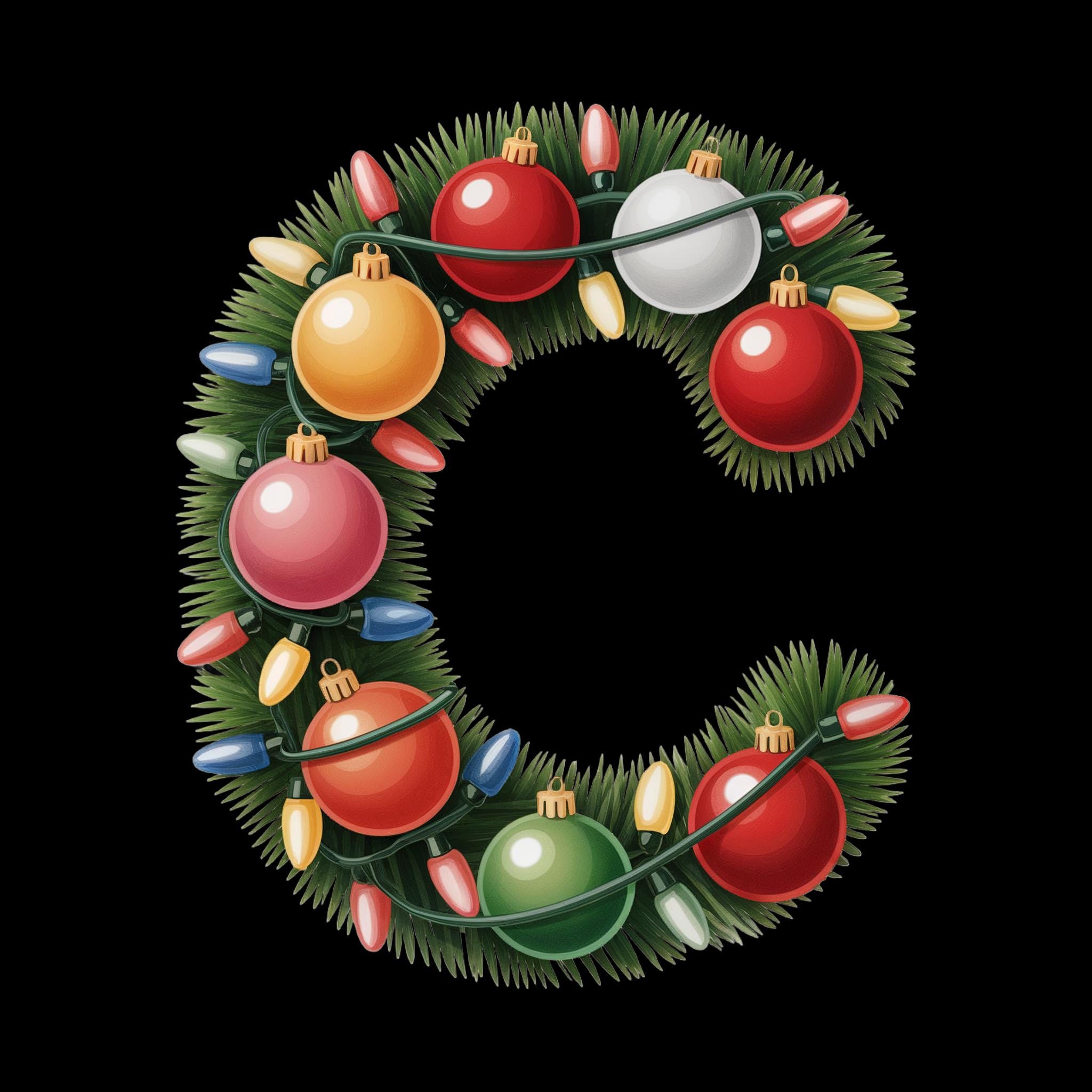 Christmas Alphabet Clipart: Festive Letters & Numbers PNG (digital ...