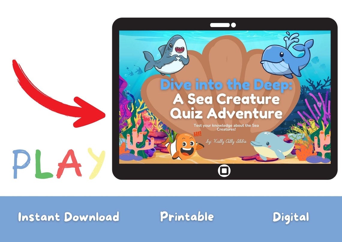 Sea Creature Quiz for Kids – Canva Presentation | Ocean Animal Activity ...