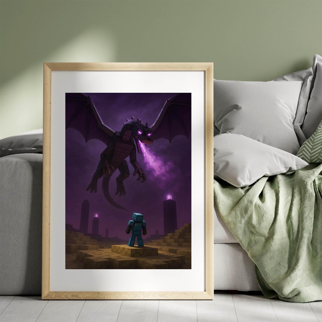 Ender Dragon Poster – Cinematic Minecraft Wall Art for Fans & Kids - Etsy