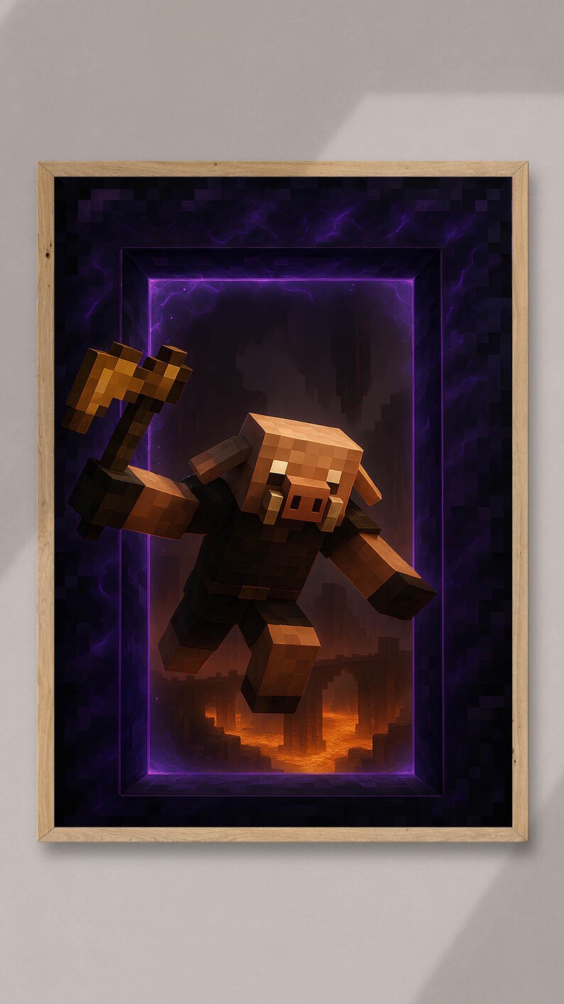 Piglin Brute 3D Poster – Nether Portal Gamer Wall Art Print - Etsy