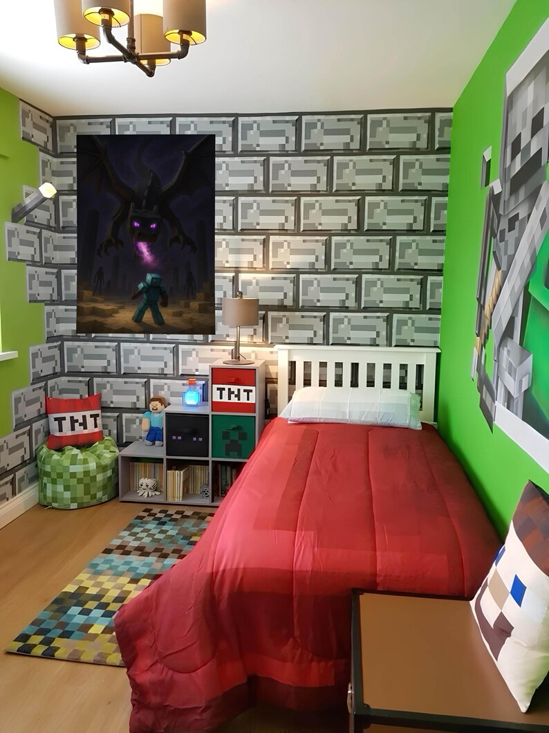 Cinematic Minecraft Battle Poster for Kids & Gamers - Ender Dragon Wall ...