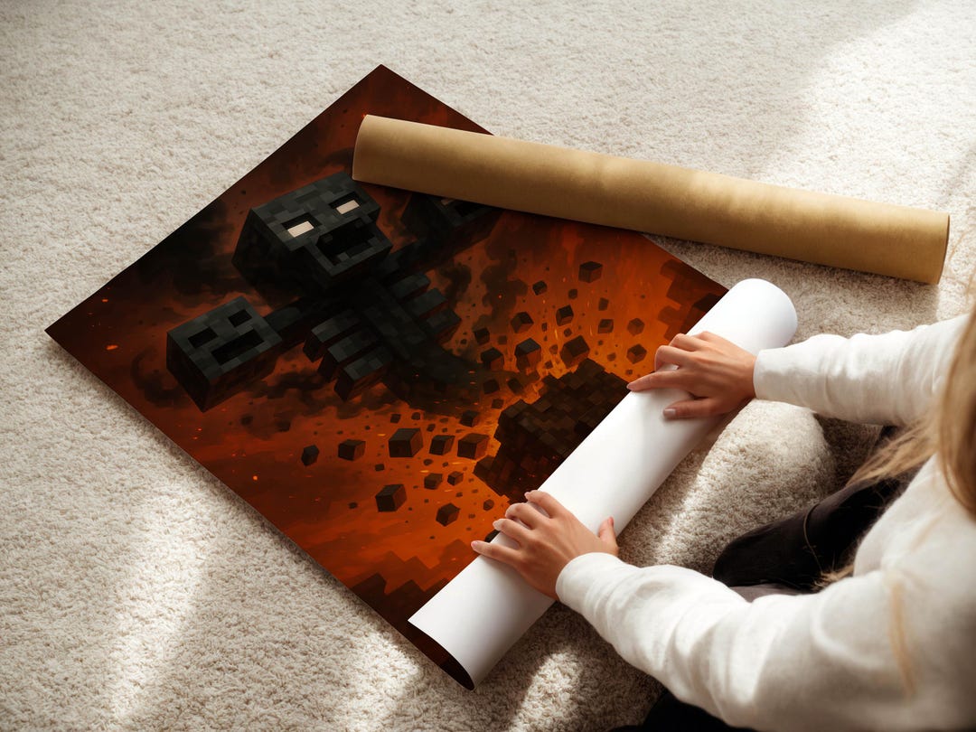 Wither Boss Poster | Epic Gaming Wall Art Print | Minecraft Room Decor ...