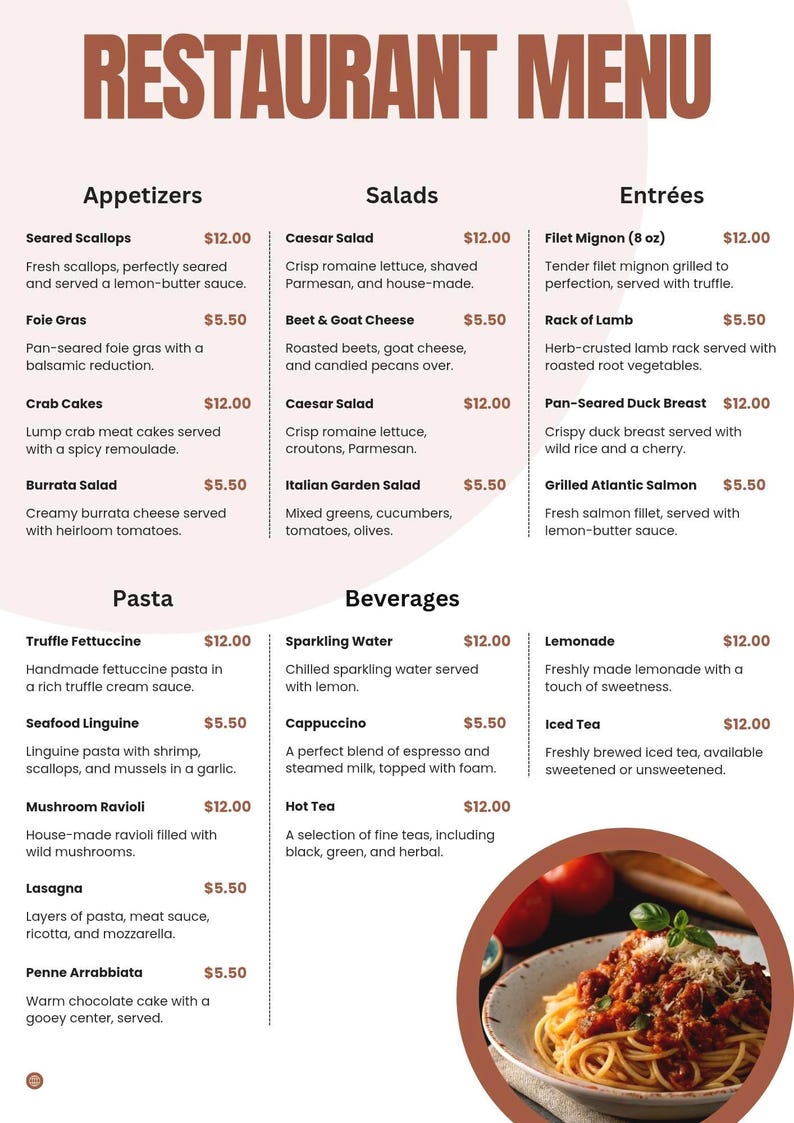 Elevate Your Restaurant's Menu Game With Our Stunning, Customizable ...