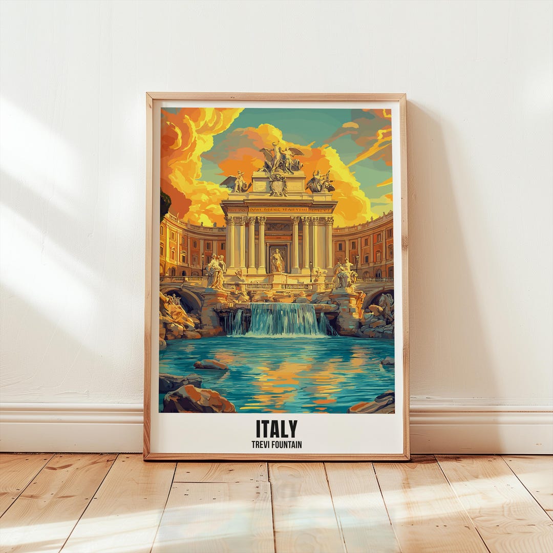 Italy - Trevi Fountain Travel Poster – Italy - Trevi Fountain Wall Art ...
