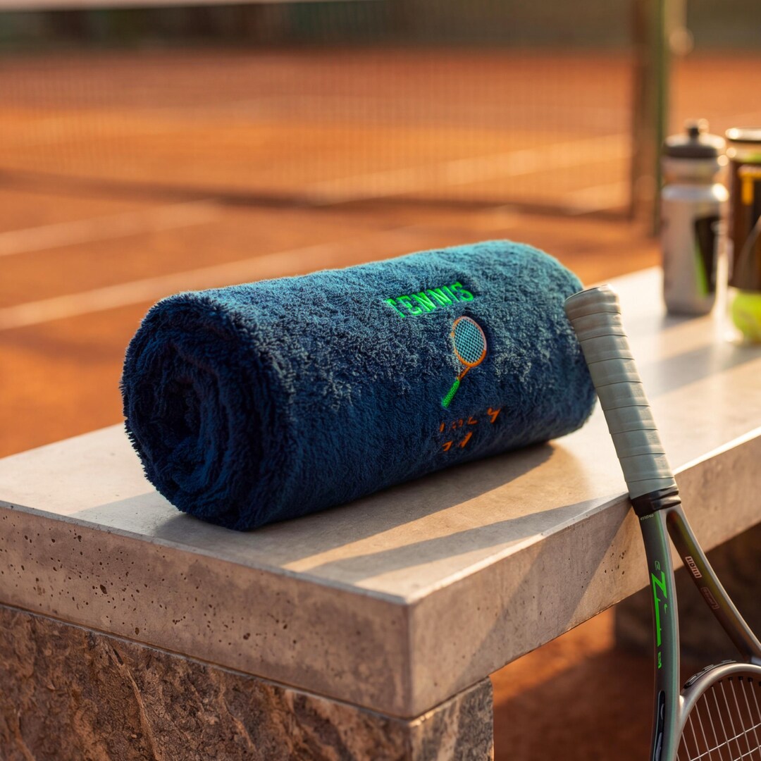 Personalized Embroidered Name Tennis Towel - Custom Natural Cotton ...