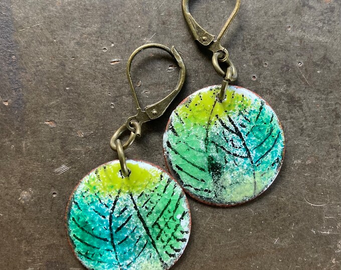 Enamel Earrings Enamel Jewellery Dangle Earrings Handmade Enamel On