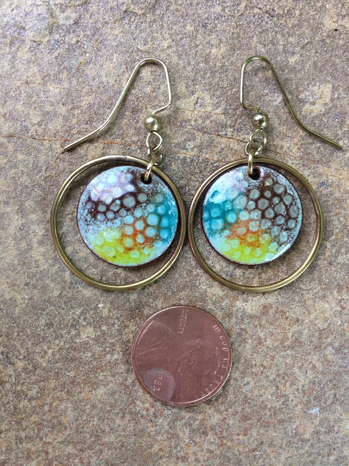 Enamel Earrings Enamel Jewelry Hoop earrings Dangle Earrings | Etsy
