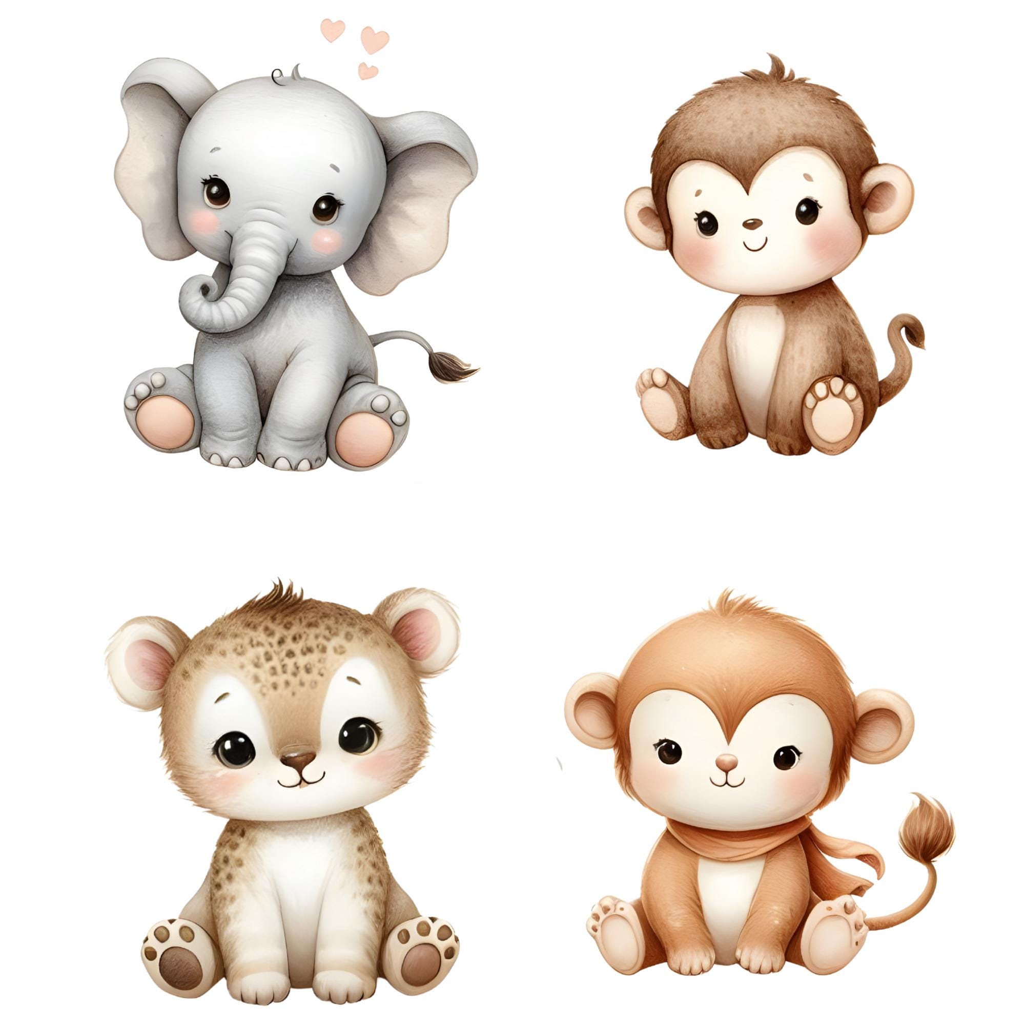 Jungle Baby Animals Clipart, Lion, Giraffe, Nursery Art, Jungle Animals ...