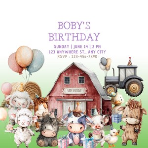Barnyard Birthday, Cute Farm Clipart, Farm Animal Birthday, Farm Baby ...