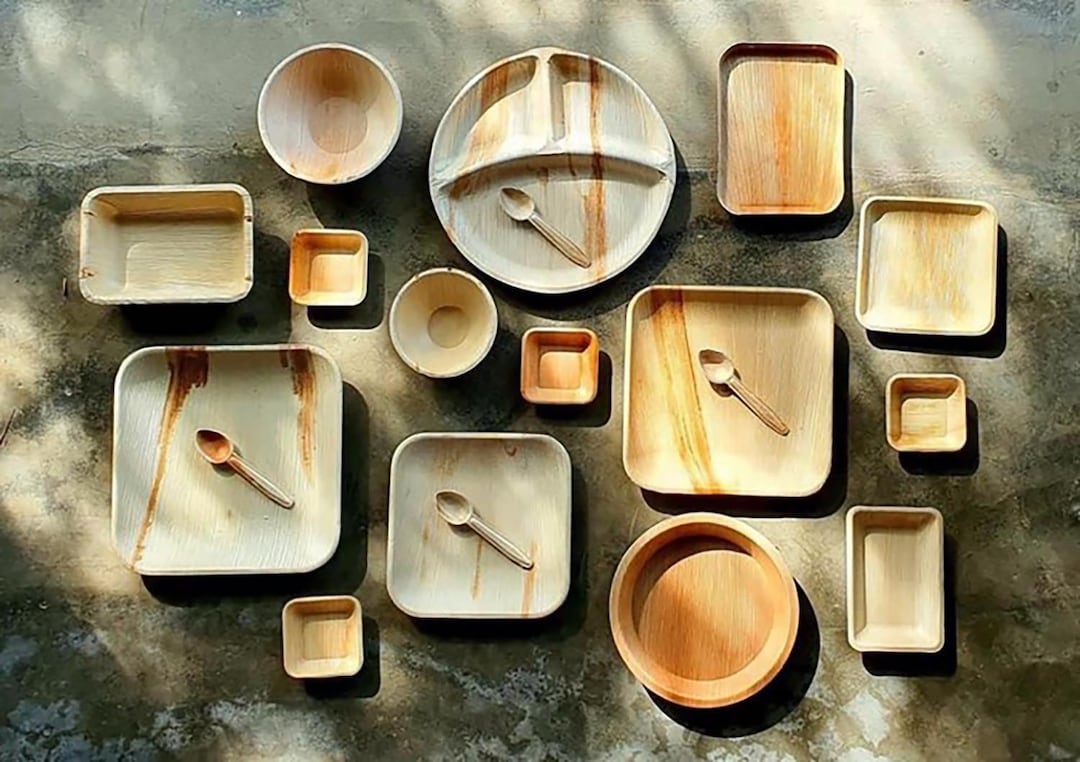 Palm Leaf Plates and Bowls – Eco-friendly Areca Tableware Handmade in ...