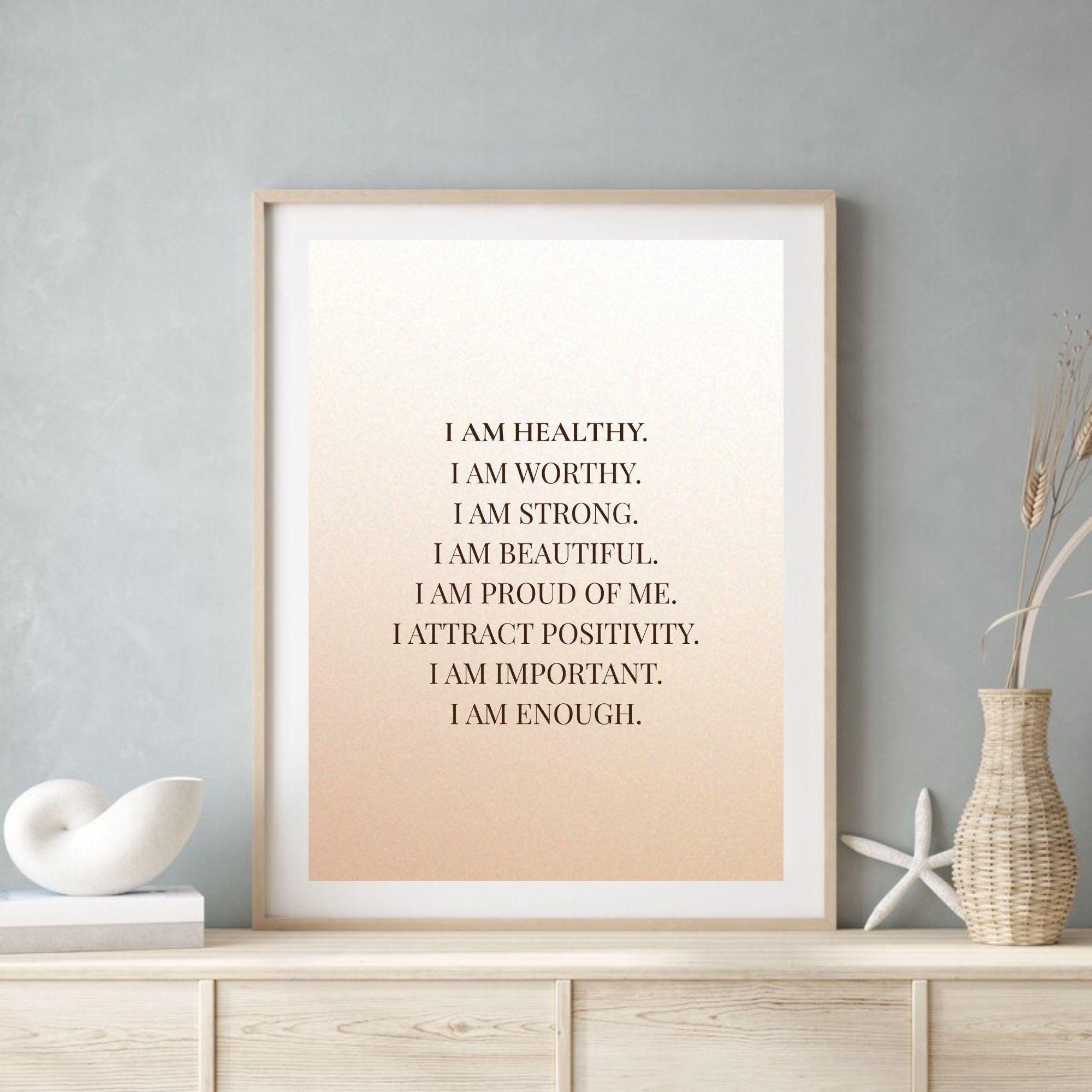 Affirmation Print, Self Love Wall Art, Minimal Quote Poster, Positive ...