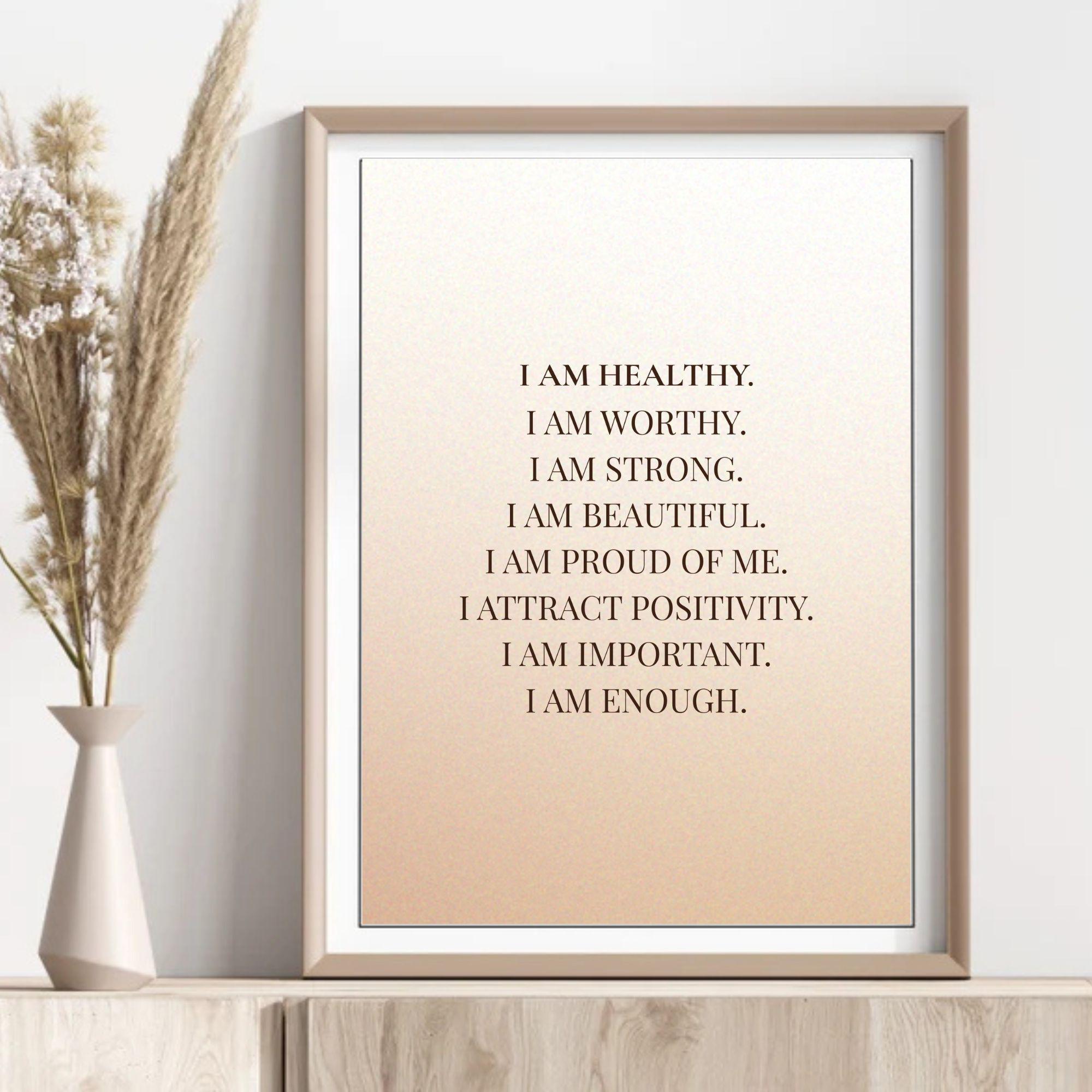 Affirmation Print, Self Love Wall Art, Minimal Quote Poster, Positive ...