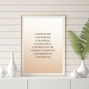 Affirmation Print, Self Love Wall Art, Minimal Quote Poster, Positive ...