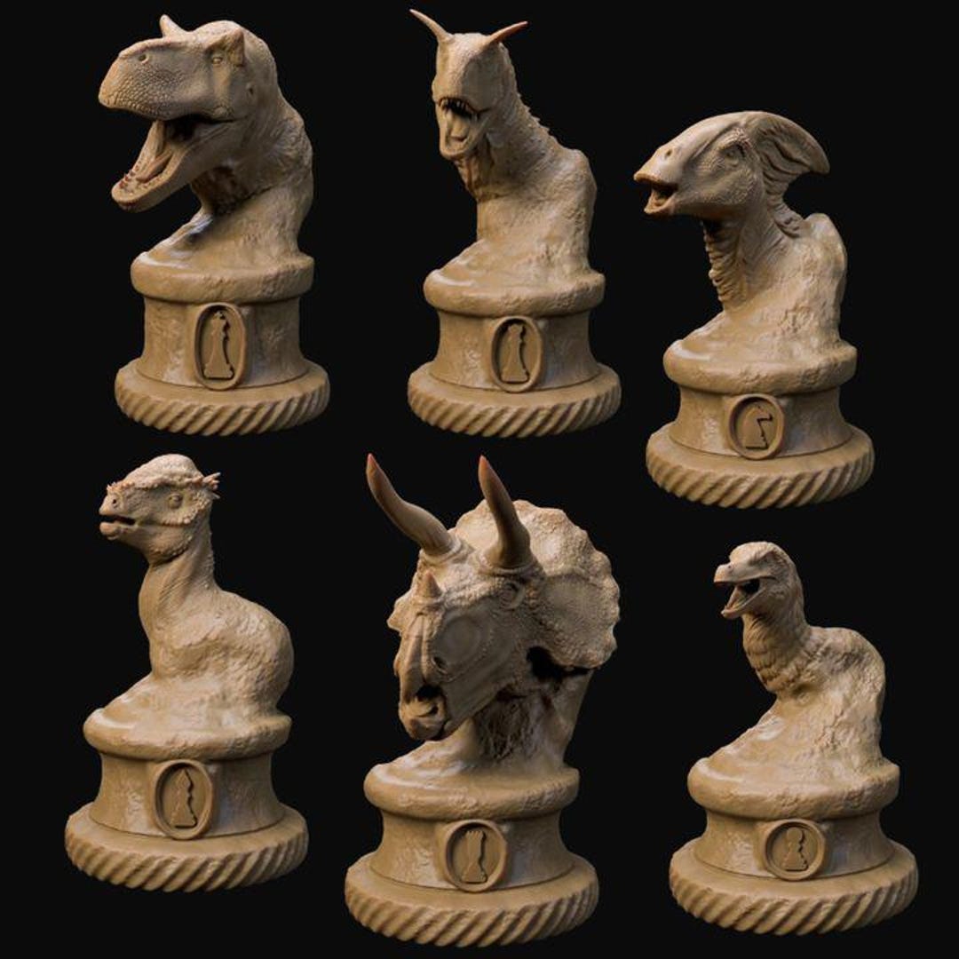 Dinosaur Chess Set | Scale Resin Model | Prehistoric Figure | Dino and ...