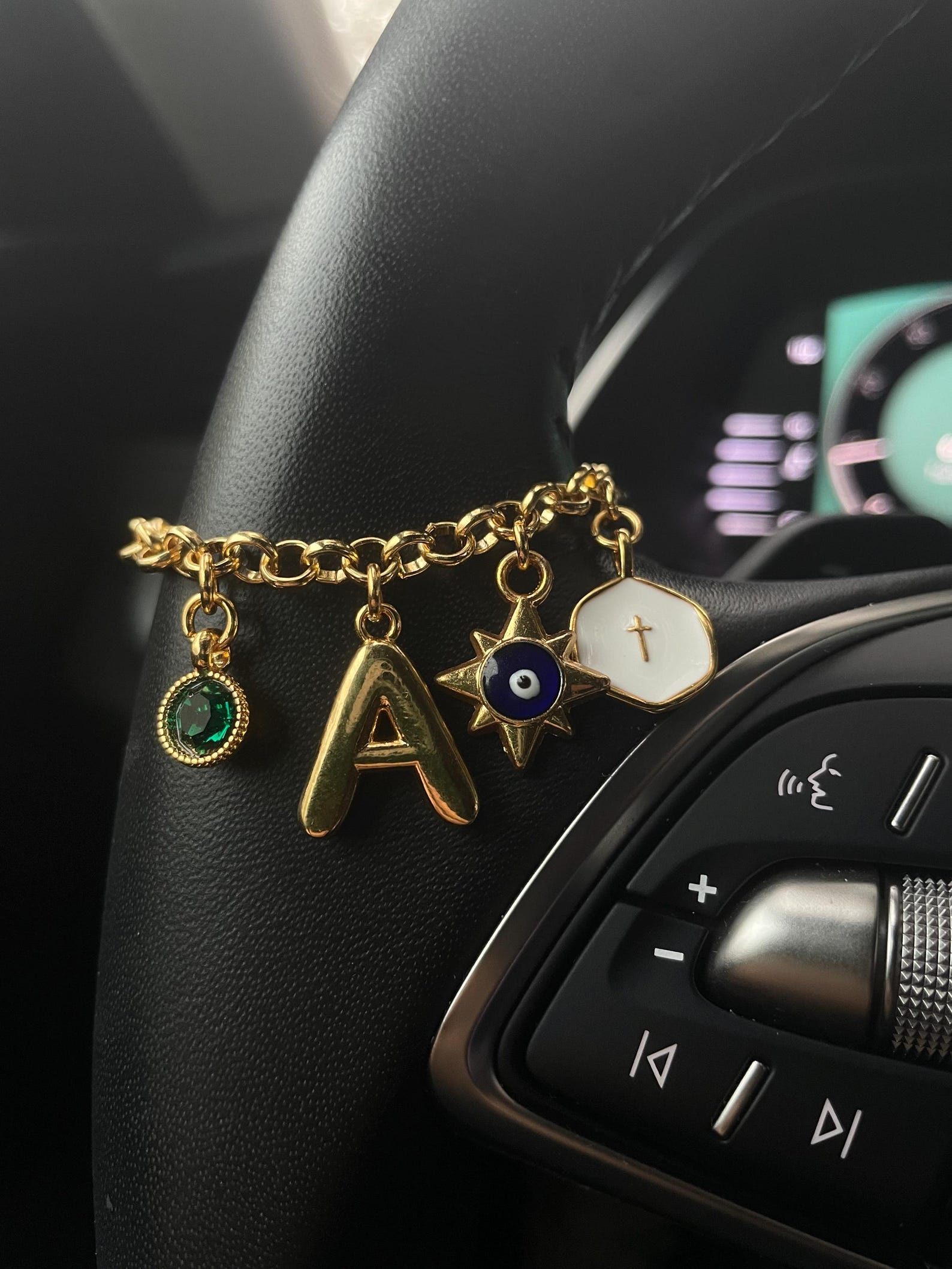 Steering Wheel Charms, 14k Gold Plated, Chain Style Options, New Car ...