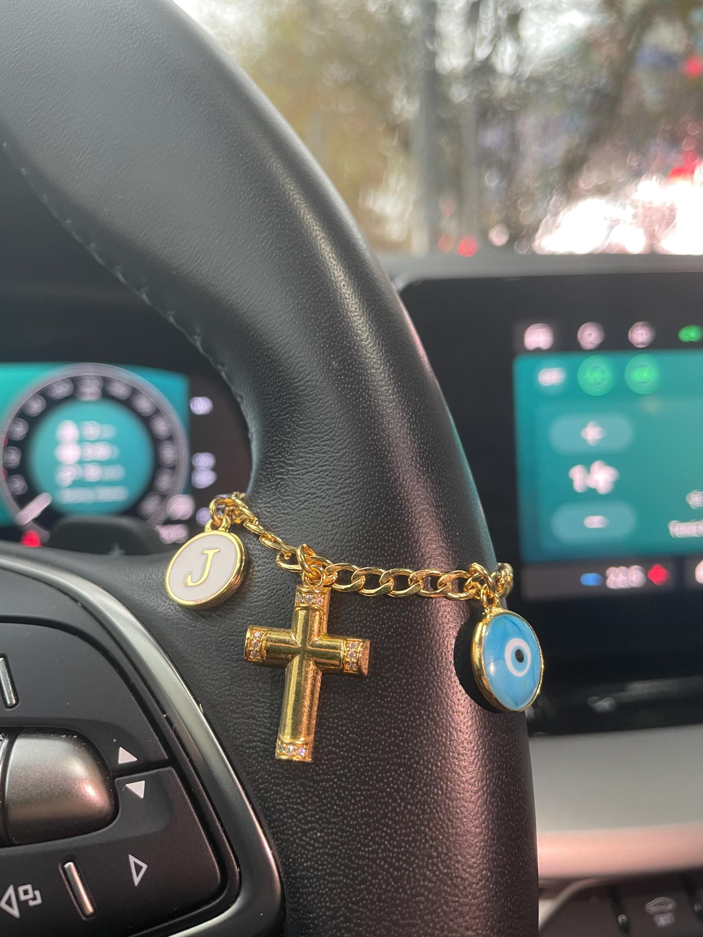 Steering Wheel Charms, 14k Gold Plated, Chain Style Options, New Car ...