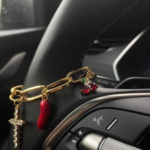 Steering Wheel Charms, 14k Gold Plated, Chain Style Options, New Car ...