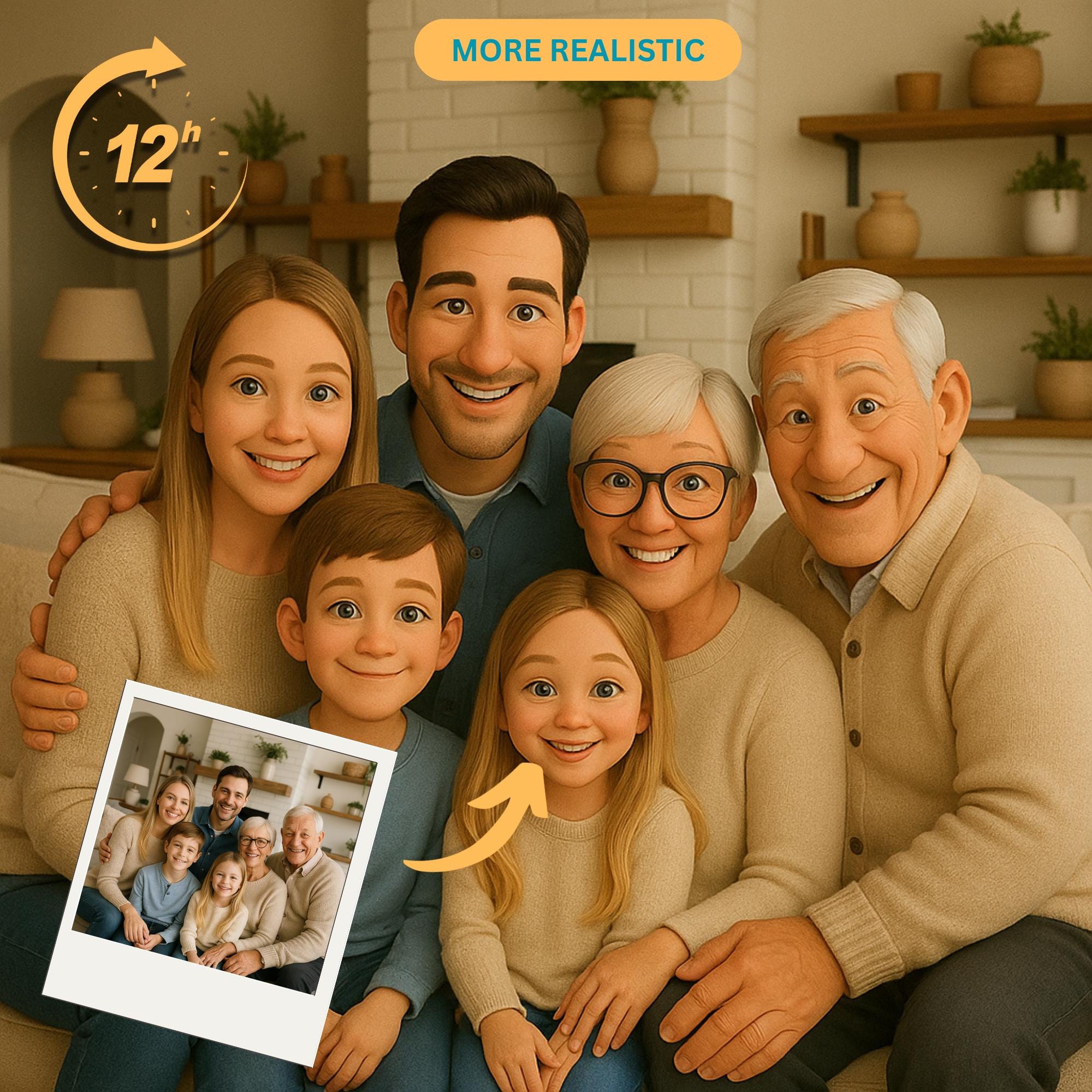 Custom Family Portrait, Pixar Style Portrait | Personalized 3D Cartoon ...
