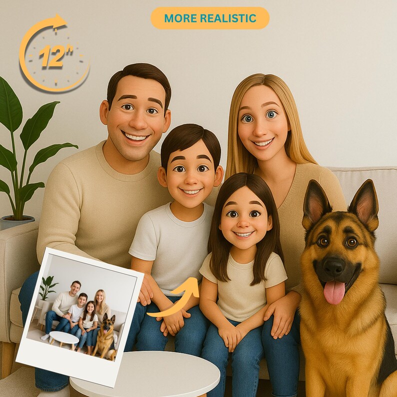 Custom Family Portrait, Pixar Style Portrait | Personalized 3D Cartoon ...