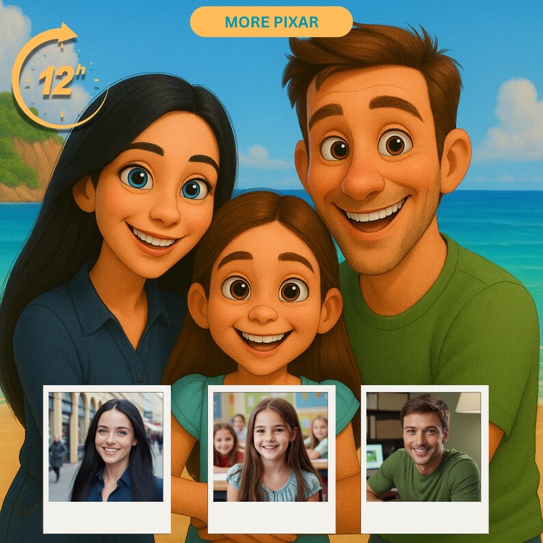 Custom Family Portrait, Pixar Style Portrait | Personalized 3D Cartoon ...