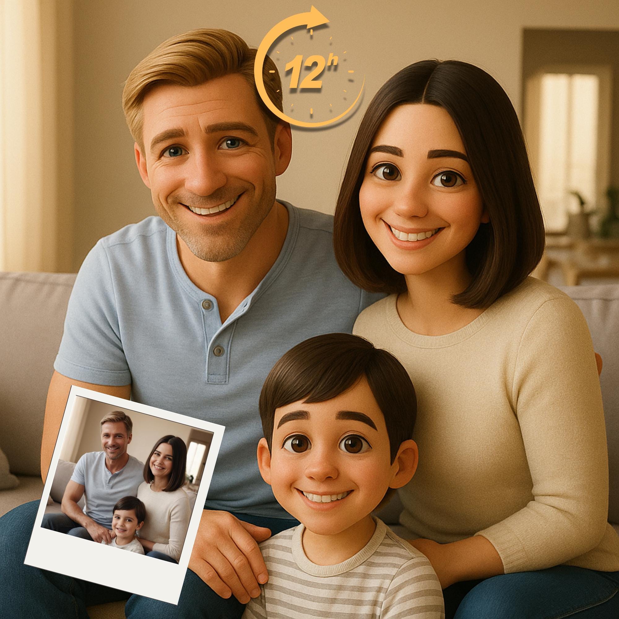 Custom Family Portrait, Pixar Style Portrait | Personalized 3D Cartoon ...