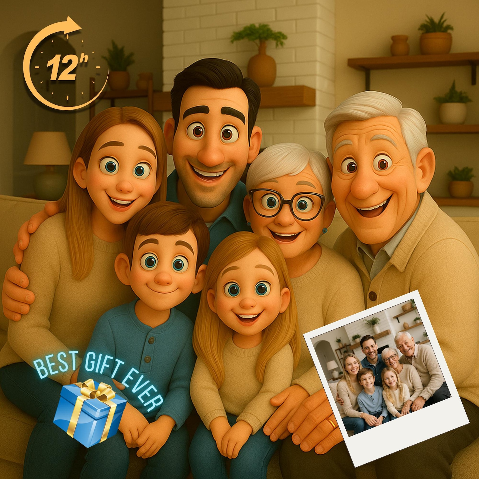 Custom Family Portrait, Pixar Style Portrait | Personalized 3D Cartoon ...