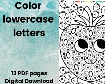Lowercase Letter Recognition Worksheets, Summer Coloring Activity, Fun ...