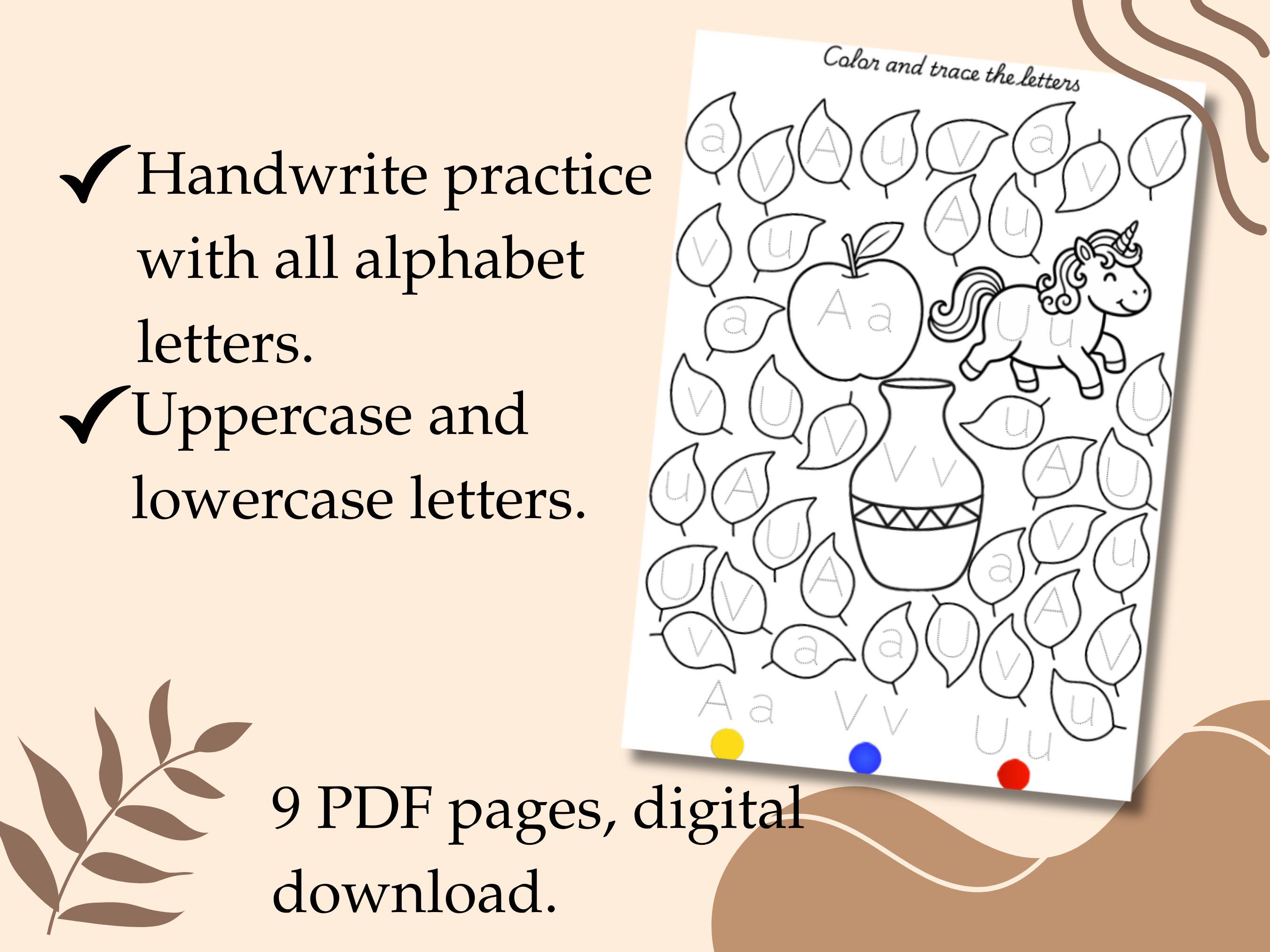 ABC Tracing and Coloring Worksheets A–Z | Uppercase Lowercase Alphabet ...