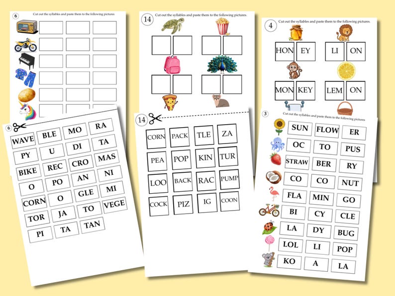 Cut and Paste Syllables, Words Decoding, Phonic and Word Recognition ...