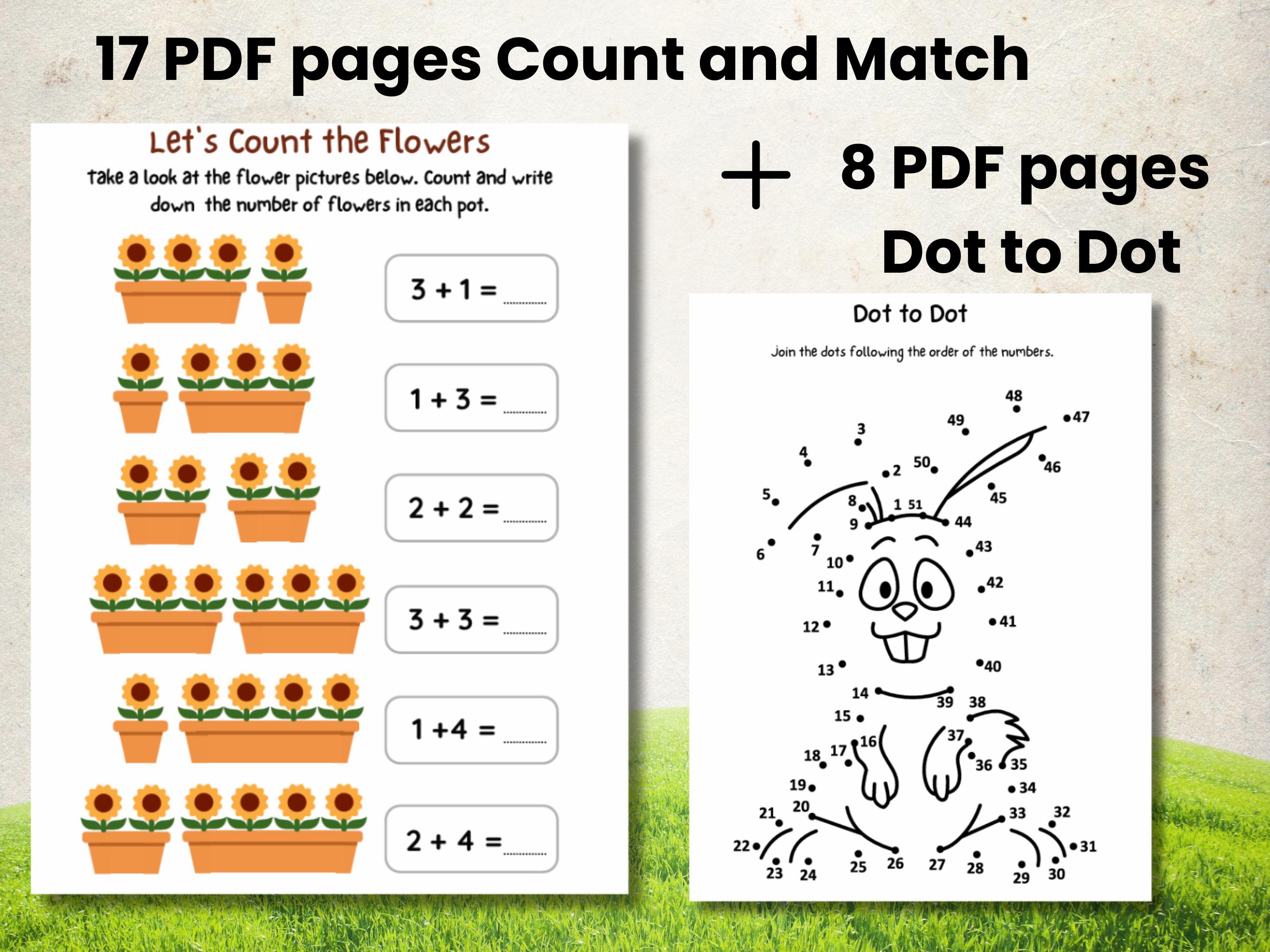 Fun Kindergarten Math Printable, Counting & Matching Worksheets for ...