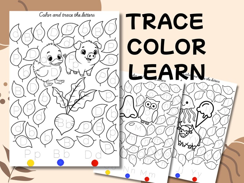 ABC Tracing and Coloring Worksheets A–Z | Uppercase Lowercase Alphabet ...