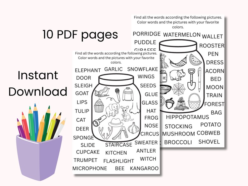 Find the Words From Pictures Printable | Preschool Vocabulary ...