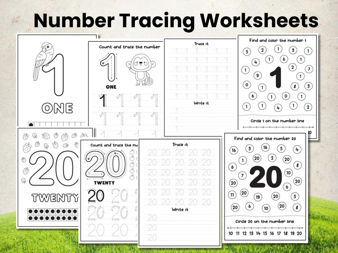 1-20 Number Tracing, Handwriting Practice, Preschool Worksheet ...