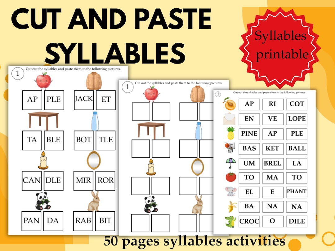 Cut and Paste Syllables, Words Decoding, Phonic and Word Recognition ...