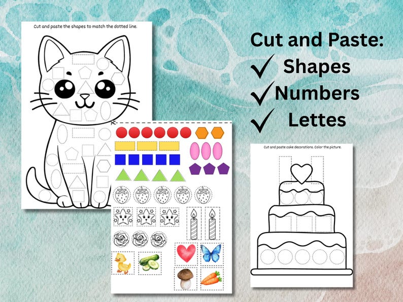 Scissor Skills Practice Bundle – Cut and Paste Letters, Numbers and ...