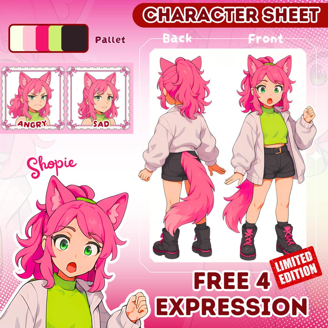 Custom Reference Sheet, Character Sheet, Character Commission, Vtuber ...