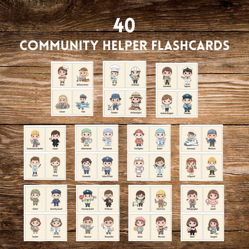 Kids Career Flashcards | 40 Occupation Cards, Preschool Learning (PDF ...