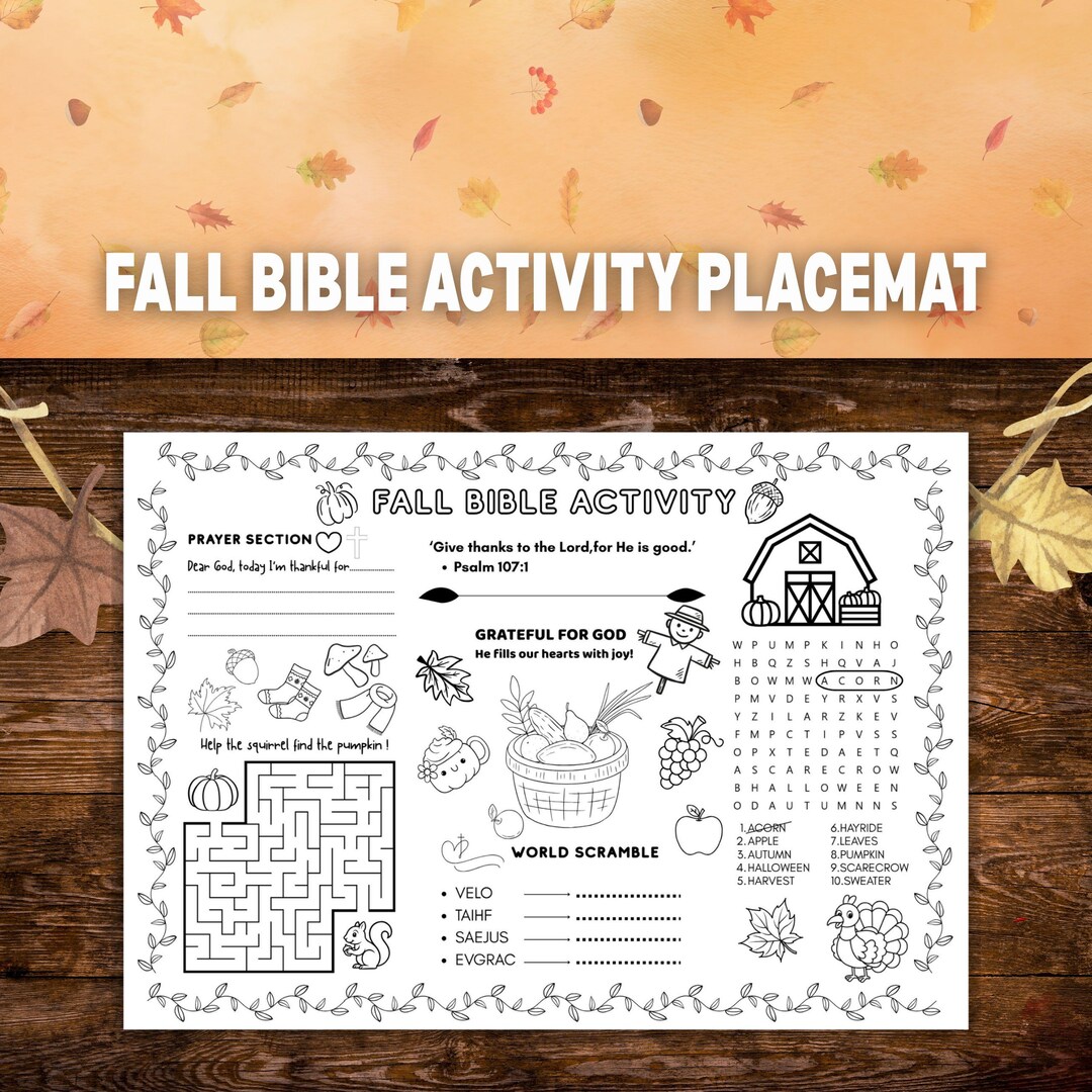 Autumn Kids Activity Pages PDF | Fall Maze, Word Search | Math ...