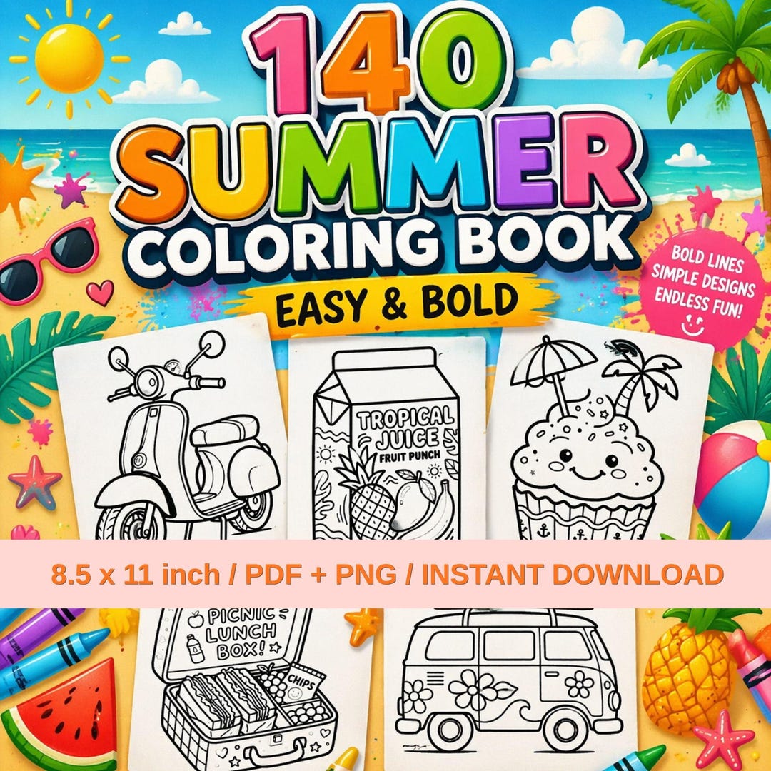 140 Summer Coloring Book: Coloring Activity Pages - for Toddlers ...