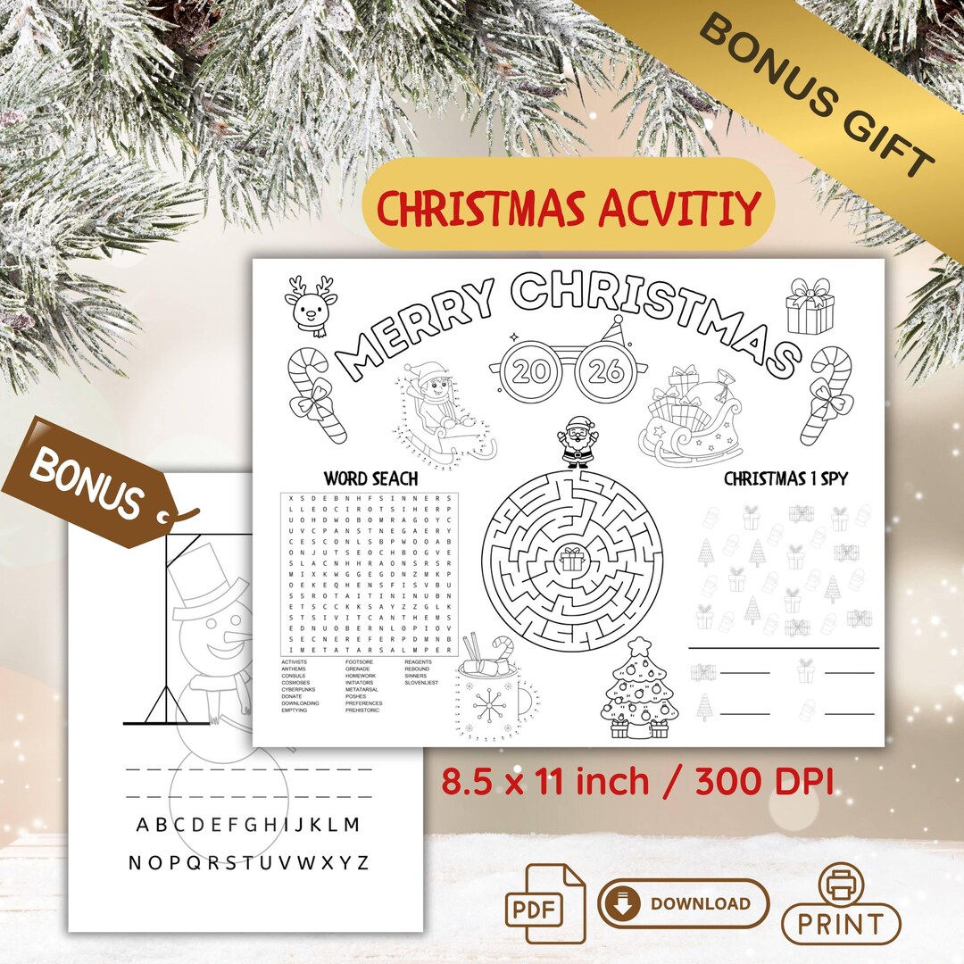 Christmas Activity Pack 2026 | Kids Printable Games | I Spy, Maze, Word ...