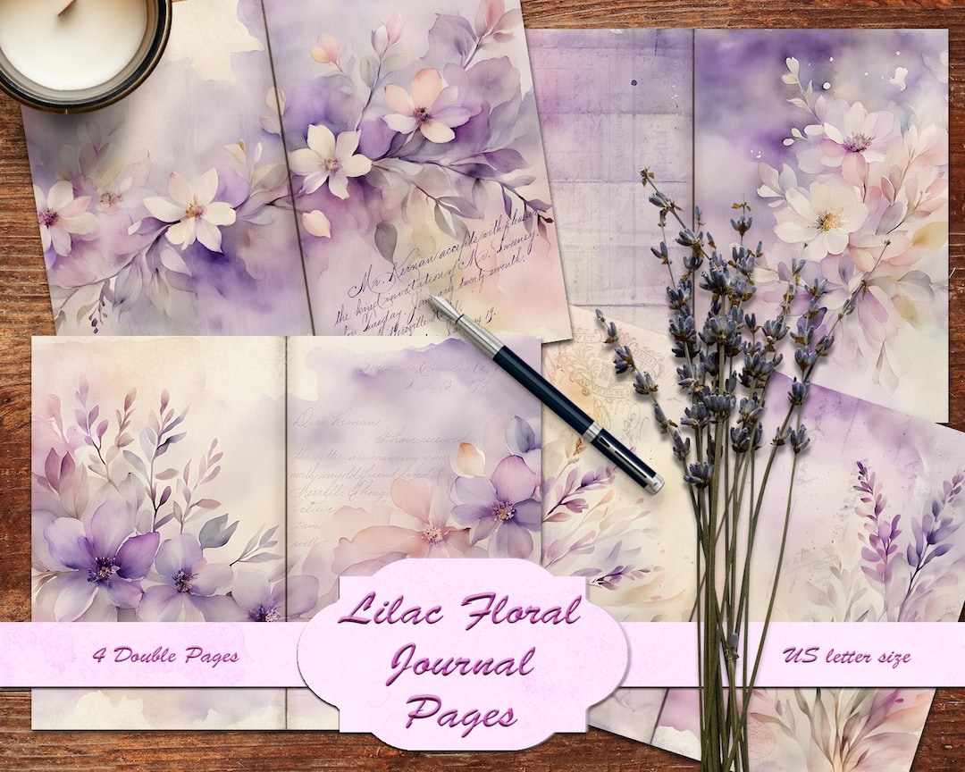 Lilac Floral Journal Pages, Pretty Flower Scrapbook, Digital ...