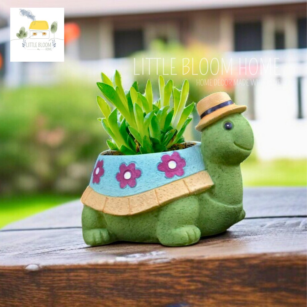 Turtle Flower Pot, Resin Succulent Planter, Playful Home Decor - Etsy