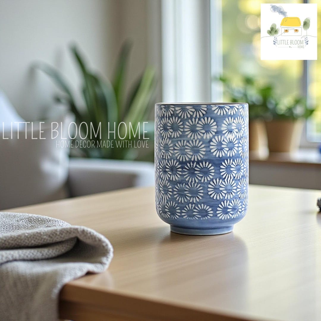 Floral Relief Ceramic Mug, Japanese Style Tea Cup - Etsy