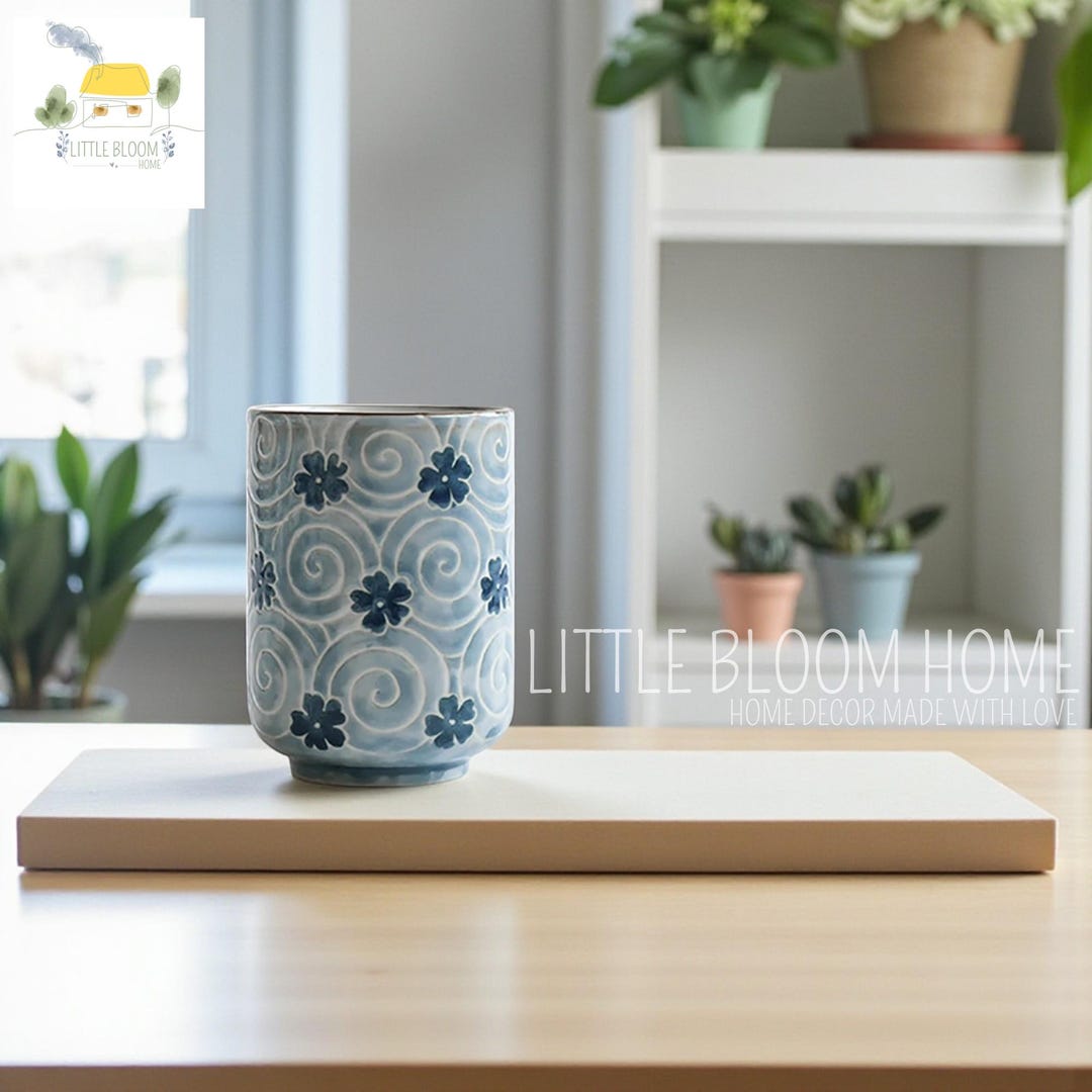 Floral Relief Ceramic Mug, Japanese Style Tea Cup, Sake Cup - Etsy