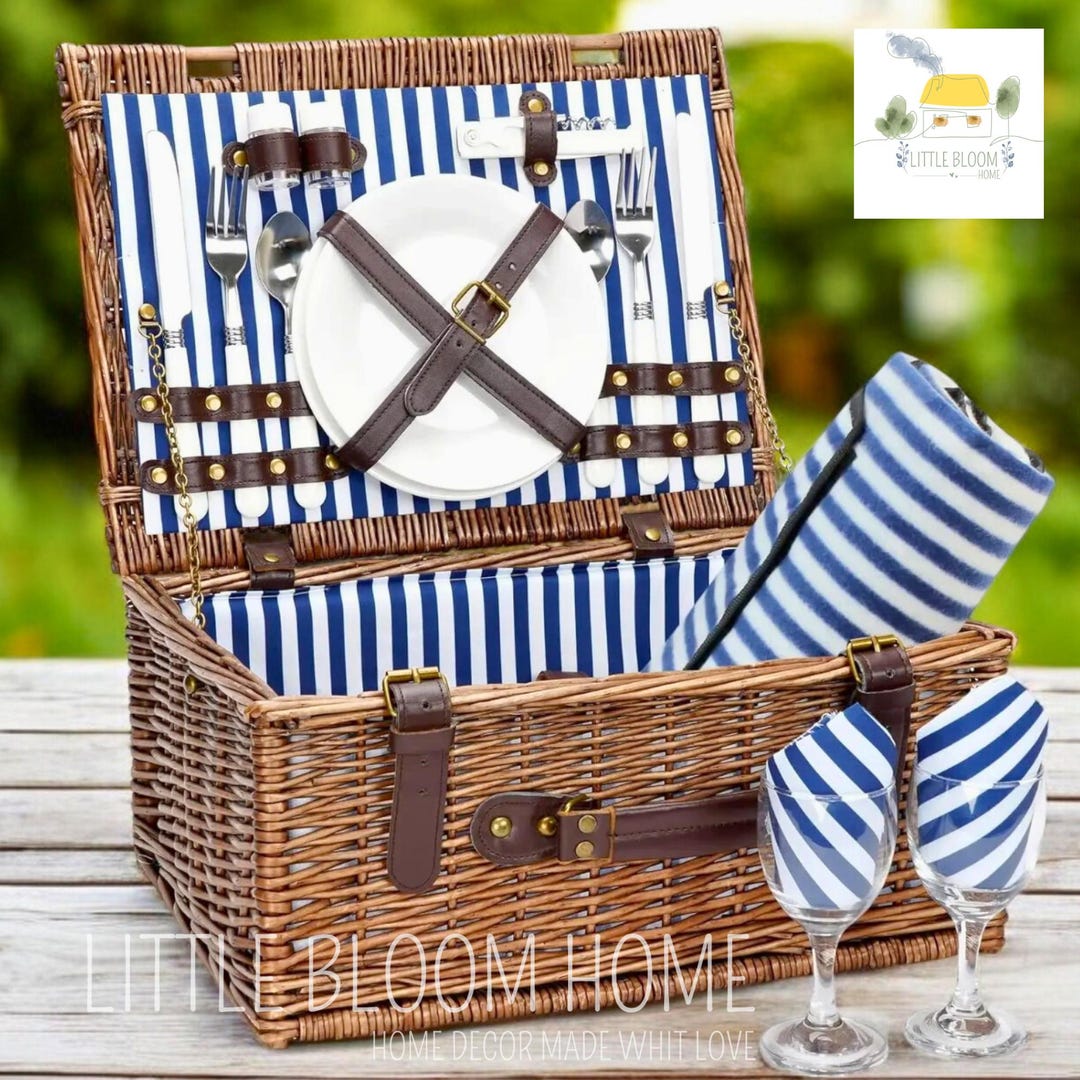 Picnic Basket, Picnic Set, Wicker Basket, Basket With Lid, Picnic ...