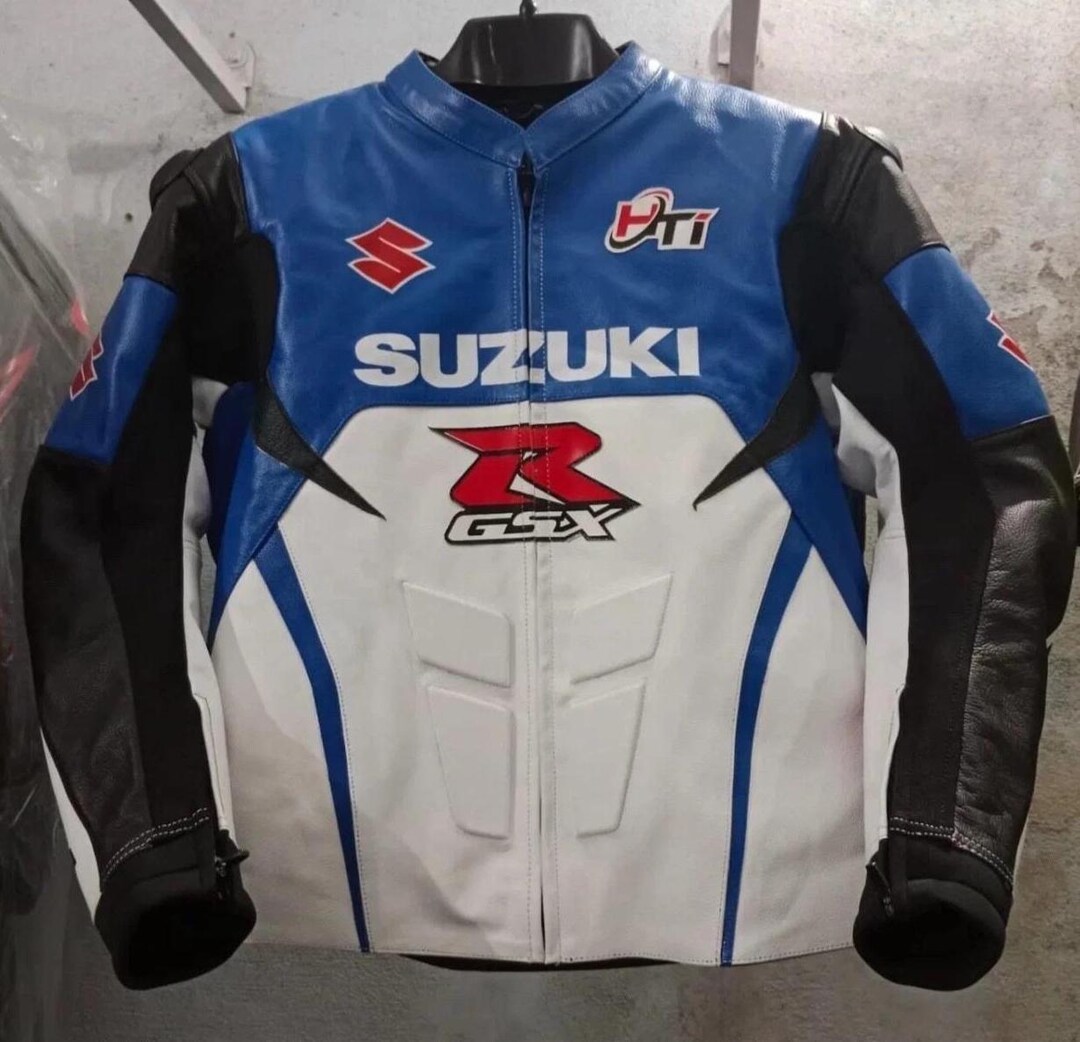 Suzuki GSX Biker Racing Leather Jacket Cowhide Leather Biker Racing ...