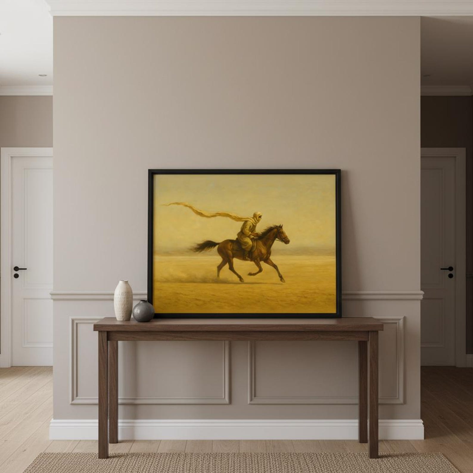 Desert Gallop: Man on Horseback Art Print - Arabian Nomad Painting - Etsy